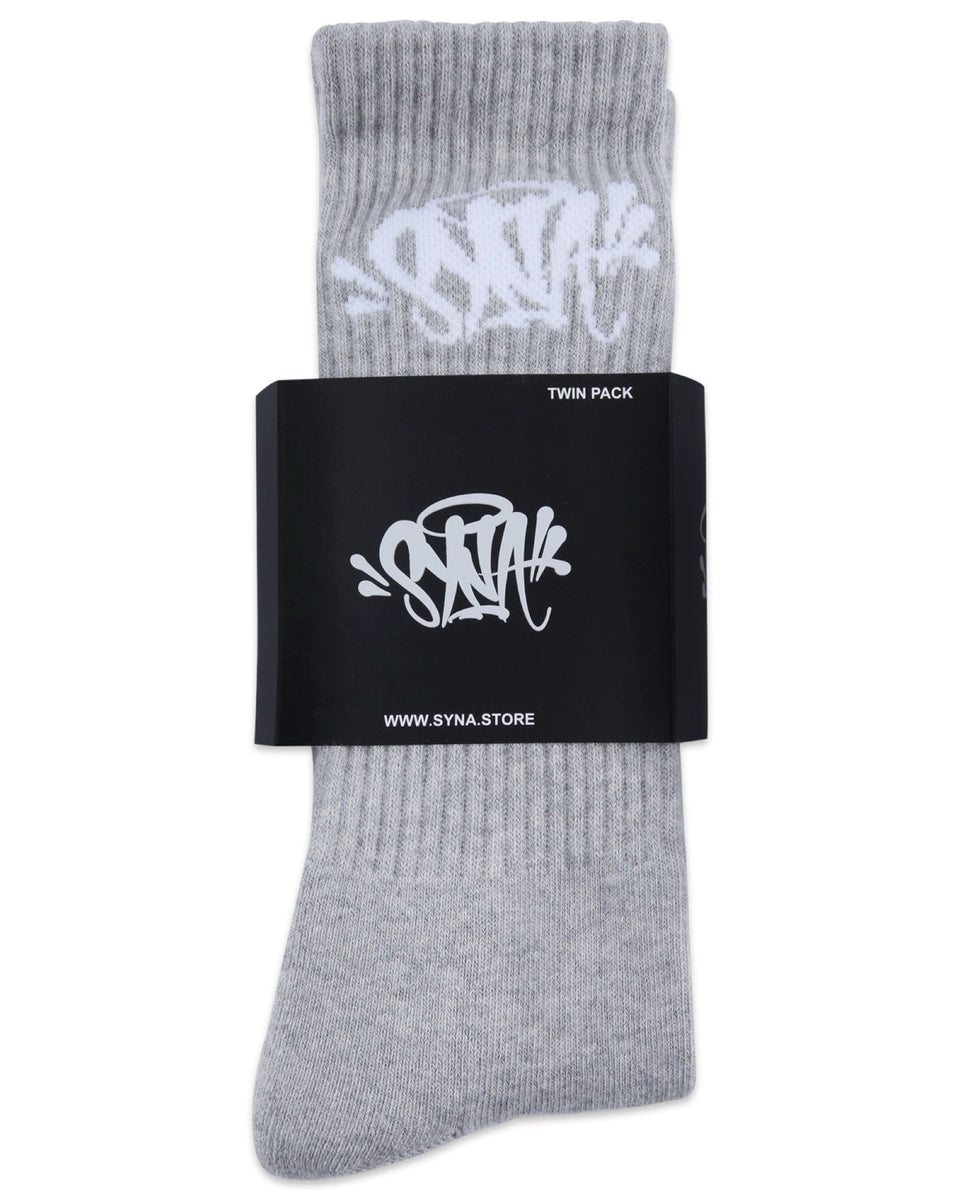 Syna World by Central Cee Twin Pack Socks in Grey and White | 100% Authentic – Bisy Perth ...