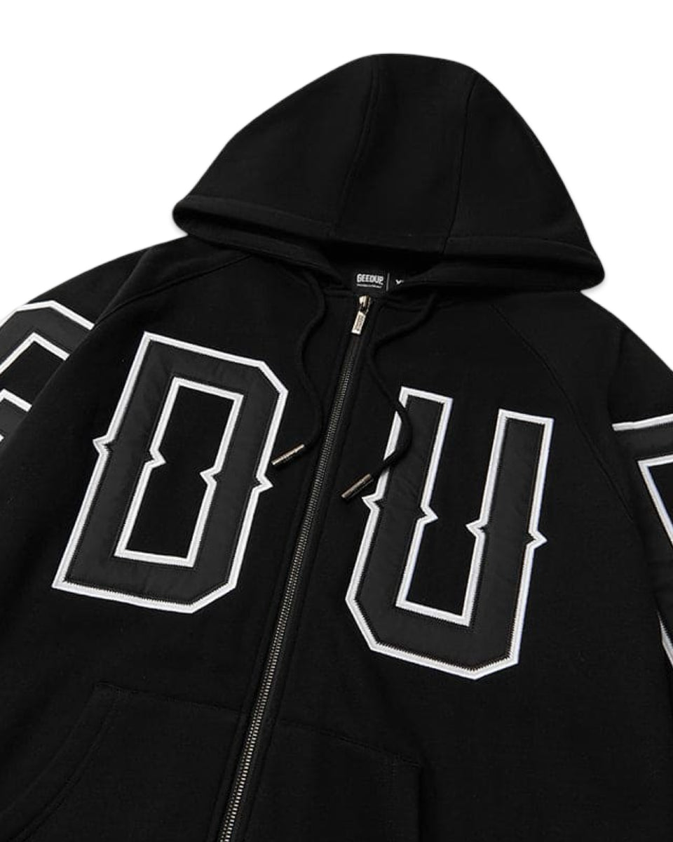 Buy the Geedup Geedup G.D.U.P Zip Hoodie in Black and White (2025 ...