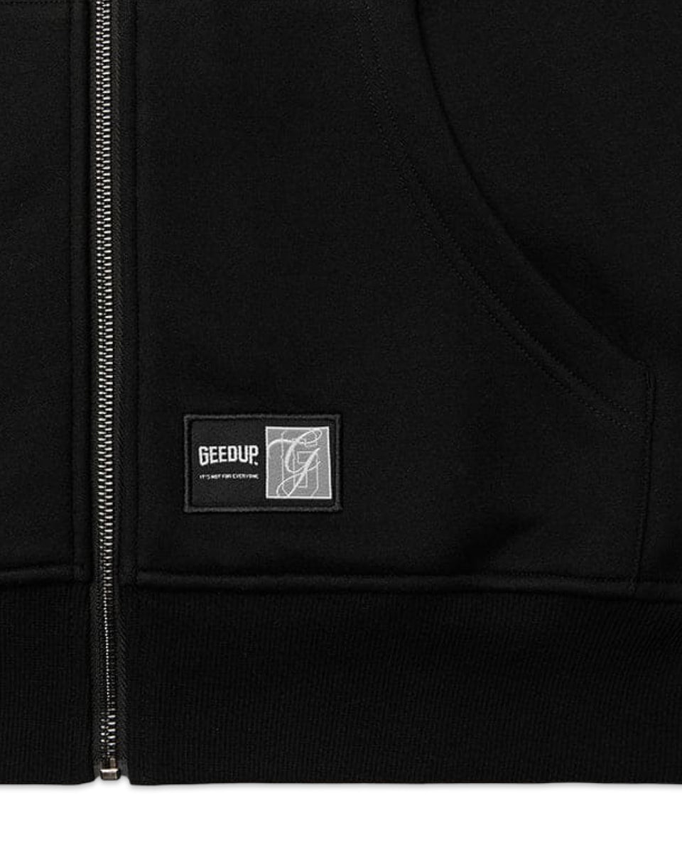 Buy the Geedup Geedup G.D.U.P Zip Hoodie in Black and White (2025 ...