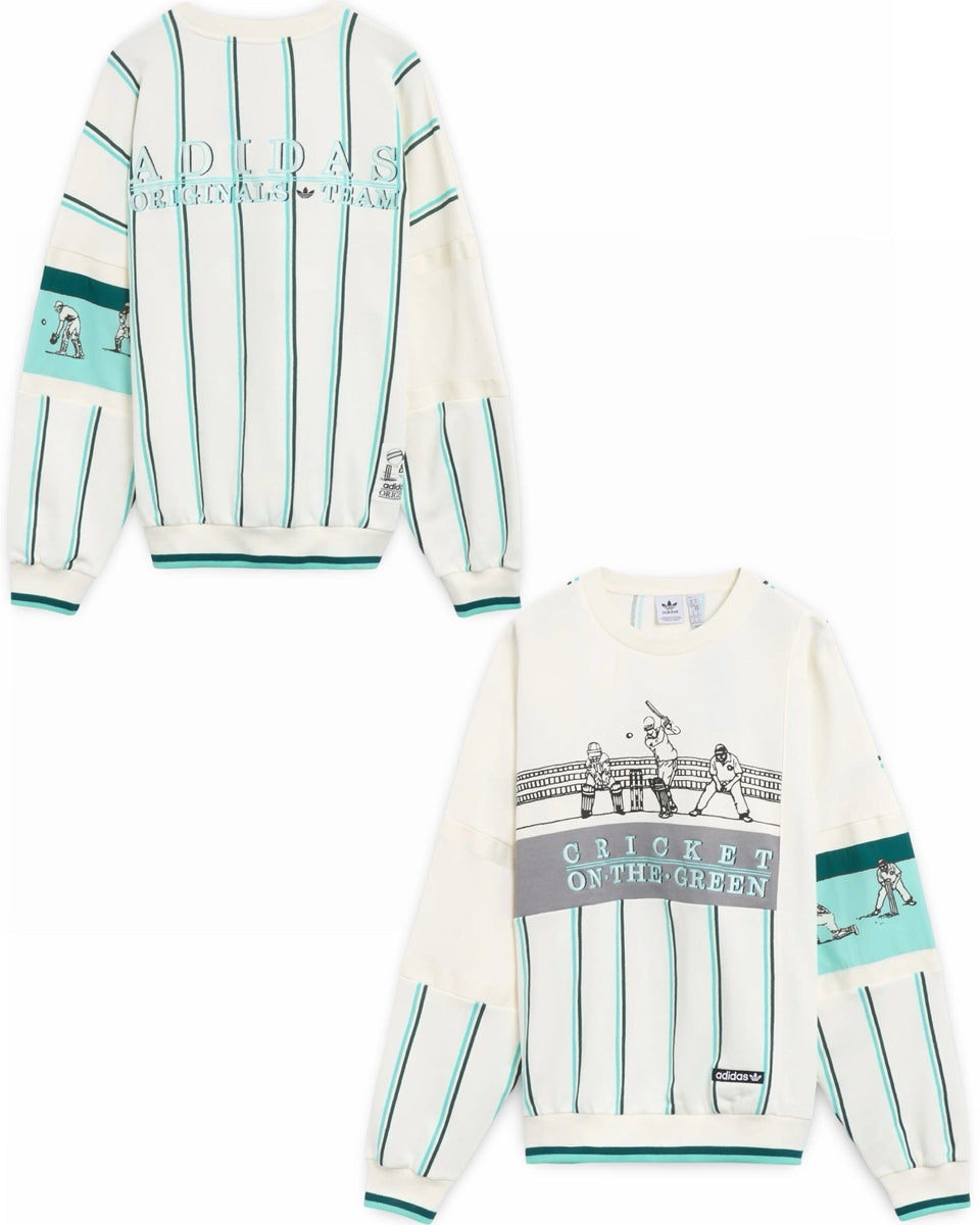 Adidas Originals Retro Cricket Inspired Crewneck Sweatshirt in Off ...